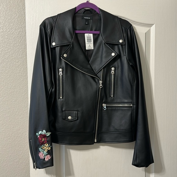 torrid | Jackets & Coats | Torrid 2x Embroidered Faux Leather Jacket ...